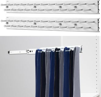 Blulu Krawattenhalter für Schrank, ausziehbar, 35,6 cm, seitliche Halterung, ausziehbare Krawattengürtel, Organisation, Aufbewahrungshalter, sanft schließen