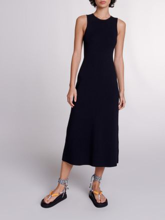 Maje Langes Strickkleid Mit Aussparungen - Schwarz - Gr&ouml;&szlig;e 38 - Maje