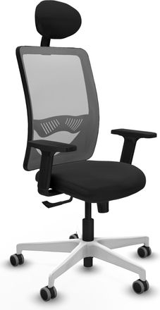 Piqueras y Crespo Schwarzer B&uuml;rostuhl Zulema mit 2D-Armlehnen, h&ouml;henverstellbarer Lendenwirbelst&uuml;tze und festem Kopfteil, ausgestattet mit 3 Positionen und Schneidschau