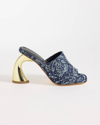 Azalea Wang Azalea Wang - Chryssa - Sandales style mule &agrave; talon dor&eacute; - Bleu denim-Multicolore