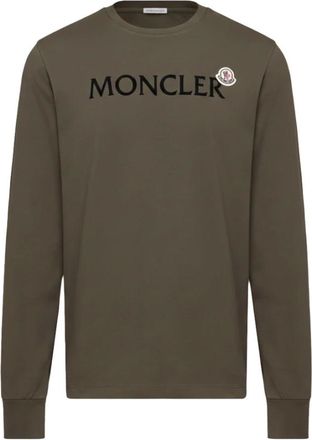 Moncler Homme, Tops, Vert, Taille: L L10918D0000989Ayy T-shirt &agrave; manches longues