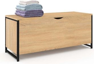 IDMarket Coffre de rangement 100 cm detroit bois et noir design industriel