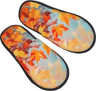 Generic Feuilles Jaunes D&Eacute;rable Homme Femme Pantoufles Confortable Chaussons Doux Slippers Pour Int&eacute;rieur Hiver Ext&eacute;rieur L