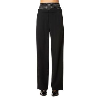 Simona Corsellini Pantalon &Eacute;vas&eacute; Orn&eacute; - Femme - Pantalons - Noir - Taille: 40 FR