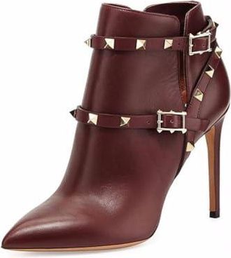Generic Bottines Sexy à Bout Pointu pour Femmes Rivets Métalliques Talons Aiguilles Bottes Courtes à Boucles élégantes pour Lautomne Bottes Habillées Formelle