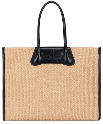 Vivienne Westwood Womens Tote Bag Troy Woven Beige Cotton