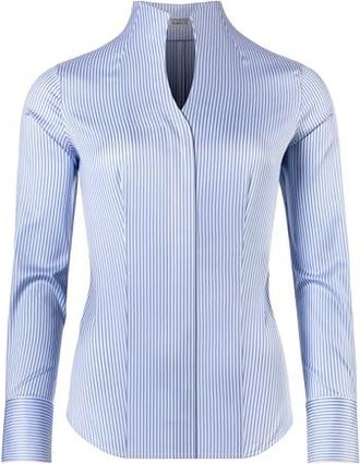 Vincenzo Boretti Chemisier, Modern-fit/légèrement cintré, col Calice, à Rayures - Facile à Repasser Blanc/Bleu 38