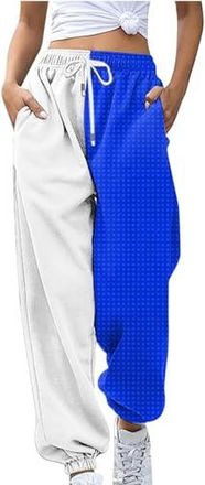 Generic Pantalon d&eacute;contract&eacute; pour femme avec poches lat&eacute;rales - Coupe ample, respirante et extensible, bleu, XXL