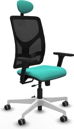 Piqueras y Crespo 24-Stunden-Stuhl, mit 3D-Armen, h&ouml;henverstellbarer Lendenwirbelst&uuml;tze und festem Kopfteil, ausgestattet mit Syncro/Traslack und Schneideschaum, Schwar