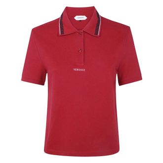 Versace Polo Piquet mit Logo und Greca Stickerei - - Tops - Damen - Rot - M