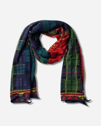 KAPITAL Fulling Wool Scarf Tartan Check Bandana Patch Scarf Red