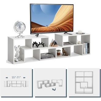 Costway Costway - Fernsehschrank Holz 3-teilig, Frei Kombinierbar, Fernsehtisch f&uuml;r TVs bis zu 65, Eckregal Ausziehbar, tv Lowboard tv Schrank