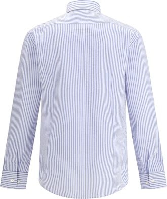 Etro Striped Cotton with Embroidered Logo Shirt - Blue
