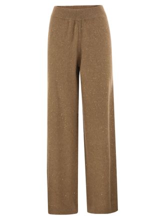 Fabiana Filippi Pantalon Tricot&eacute; En Laine Vierge, Soie, Cachemire Et Paillettes