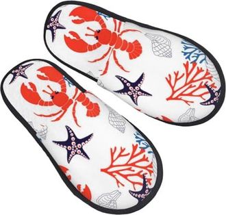 Generic Pantoufle Maison Mer Avec Homard Hiver Pantoufles Doux Chaudes Pantoufles Confortable Hiver Chaussures Chaudes Pour Chambre Camping Voyages L