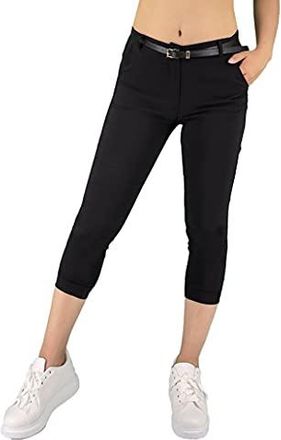 JOPHY & CO. Pantalon chino longueur 3/4 pour femme avec ceinture (réf. 3013), Noir, XXXL