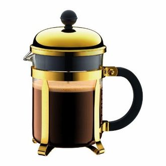 Bodum Chambord Kaffeebereiter 4 Tassen mit Metallrahmen, Chrom, Gold, cm, 10.5 x 16.6 x 19 cm, 1 Einheiten