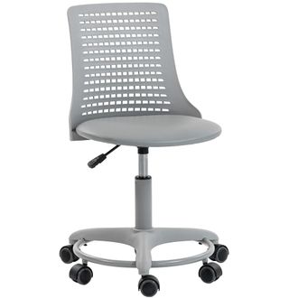 HOMCOM Armless Desk Chair, B&uuml;rodrehstuhl, mit hohler R&uuml;ckenlehne, hochelastischer, gepolsterter Sitz, h&ouml;henverstellbar, grau