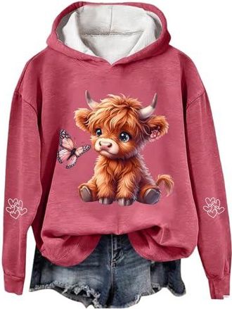 Generic Sweat-shirts Vache Highland pour Femmes avec Capuche Pull de No&euml;l Vache Highland Hoodies Grande Taille D&eacute;contract&eacute; Ample Pullover Mignon Sweat-shirt C
