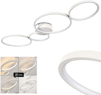 HOFSTEIN LED Deckenleuchte Rodekro, moderne Deckenlampe aus Metall in Wei&szlig;, 37 Watt, 3300 Lumen, Lichtfarbe 3000 Kelvin (warmwei&szlig;), dimmbar &uuml;ber Lichtschalter