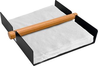 Nerthus Kitchenware FIH 790 - Tischserviettenhalter mit Gewicht, Edelstahl und Bambus