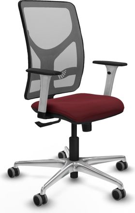Piqueras y Crespo B&uuml;rostuhl mit wei&szlig;en und schwarzen Armlehnen, h&ouml;henverstellbare Lendenwirbelst&uuml;tze, ausgestattet mit 3 Positionen, Grau/Granatrot