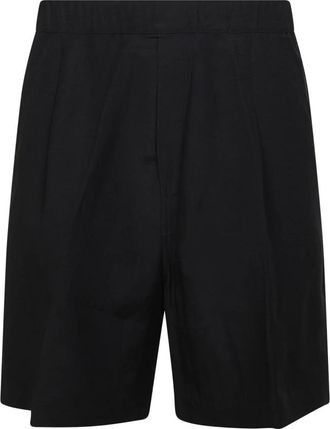Laneus Homme, Shorts, Noir, Taille: L Bermuda en viscose et lin