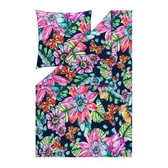 ESTELLA Mako Interlock Jersey Bettw&auml;sche Amarina Indigo 1 Bettbezug 135 x 200 cm + 1 Kissenbezug 80 x 80 cm