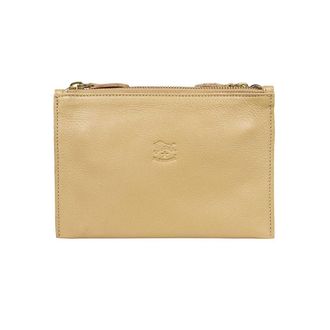 IL BISONTE Stilvolle Lederclutch mit Schulterriemen - - Bags - Damen - Beige - ONE SIZE
