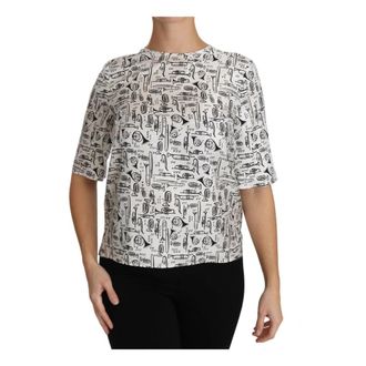 Dolce & Gabbana Musikinstrumente Seidenbluse - - Blouses & Shirts - Damen - Wei&szlig; - 2XS