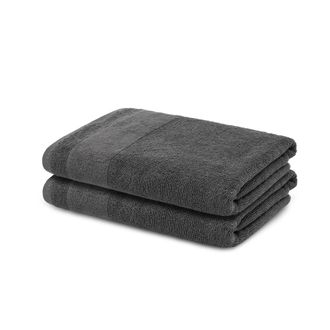 Looks by Wolfgang Joop 2X Handtuch 50x100 cm - 100% Baumwolle Doppelpack Luxus Handt&uuml;cher mit Aufh&auml;nger & Logostick, 2er Set Handt&uuml;cher grau