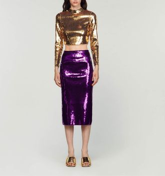 Sandro Midi-Rock mit Pailletten