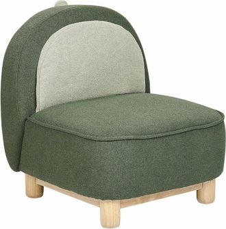 Beliani Kindersessel Dunkel- u. Hellgrün Stoffbezug Tierform Dinosaurier Holzbeine Ohne Armlehnen Modern Spielzimmer Jugendzimmer Ausstattung