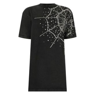 Philipp Plein Femme, Robes, Noir, Taille: 38 FR T-Shirt Dress Spiderweb Strass