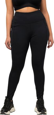 Ulla Popken Damen Sportleggings, schnelltrocknend, hochelastisch Hose, Schwarz, 32W / 32L