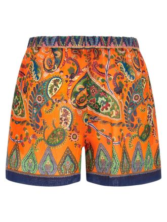 Etro Womens Orange Ramie Bermuda Shorts