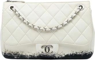 Chanel Sac bandouli&egrave;re matelass&eacute; en cuir dagneau Pre-owned - Femme - Pre-owned - Blanc - Taille: ONE Size