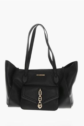 Moschino LOVE Textured Faux Leather Tote Bag with Chain size Unica