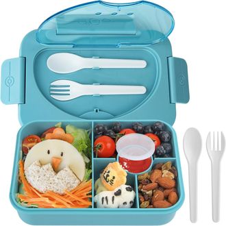 Mamix Bento Box Lunchbox für Erwachsene, Lunchboxen für Kinder, 5 Fächer, Lunchbox-Behälter für Erwachsene, Meal Prep Containers Reusable & Leakproof (Blau)