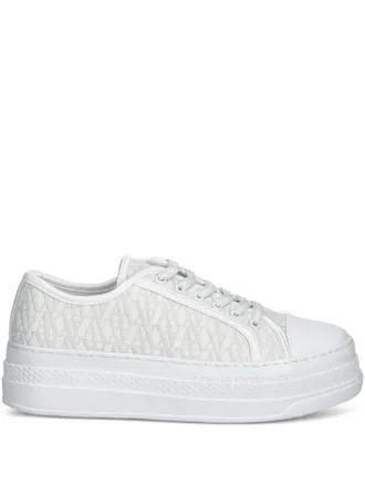 A|X Armani Exchange Flatform-Sneakers mit Logo-Muster - Weiß