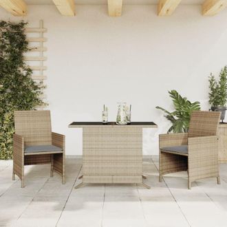 vidaXL Vidaxl - Ensemble de bistro 3 pcs coussins m&eacute;lange beige r&eacute;sine tress&eacute;e