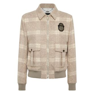 Billionaire Boys Club Homme, Vestes, Beige, Taille: 6XL Wool Check Jacket Crest