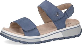 Caprice Damen Sandalen flach aus Leder Bequem, Blau (Jeans Nubuc), 40 EU