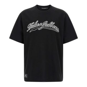 Dolce & Gabbana Baumwoll-T-Shirt mit Logostickerei - - Tops - Herren - Schwarzk - 2XL