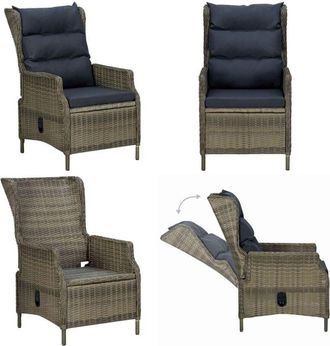 vidaXL Verstellbarer Gartensessel mit Auflagen Poly Rattan Braun - Verstellbarer Sessel - Rattanstuhl