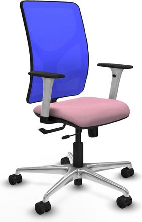 Piqueras y Crespo Computerstuhl mit wei&szlig;en und schwarzen Armlehnen, h&ouml;henverstellbare Lendenwirbelst&uuml;tze, ausgestattet mit Syncro/Traslack und Schneideschaum, Blau/Rosa