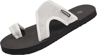 Generic Pantoufles d&eacute;contract&eacute;es &agrave; bout ouvert pour femme - Chaussures de plage plates et confortables (3), blanc, 38.5 EU