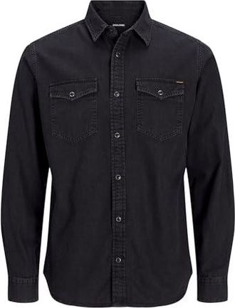Jack & Jones Jjesheridan Shirt L/s, Chemise en Jean Homme, Noir (Black Denim Fit:Slim), XX-Large