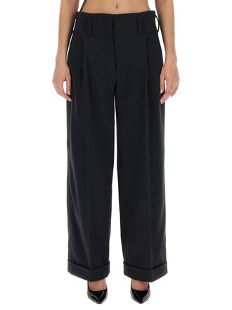 Philosophy di Lorenzo Serafini Wide Leg Polyester Trousers - Gray
