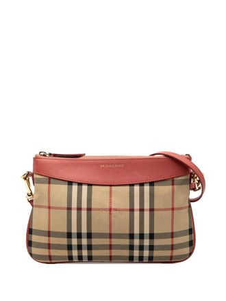 Burberry sac &agrave; bandouli&egrave;re Peyton en toile enduite &agrave; motif Haymarket Check (2000-2017) - Marron
